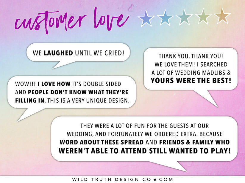 Funny Wedding Mad Lib Game 😂 PERFECT PARTNER - ALL Couples | Elegant ...