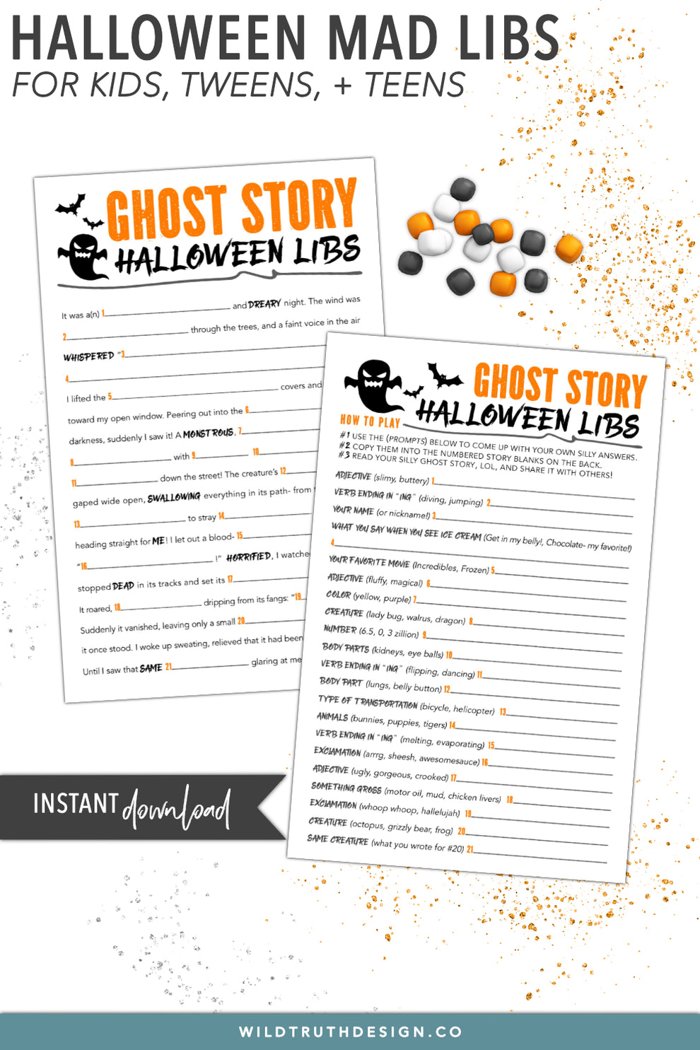 👻 Ghost Story Halloween Mad Lib Game For Kids & Tweens – Wild Truth ...