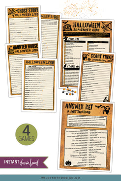 Halloween Games Bundle 👻 Mad Libs, Scavenger Hunt, Scary Movie ...