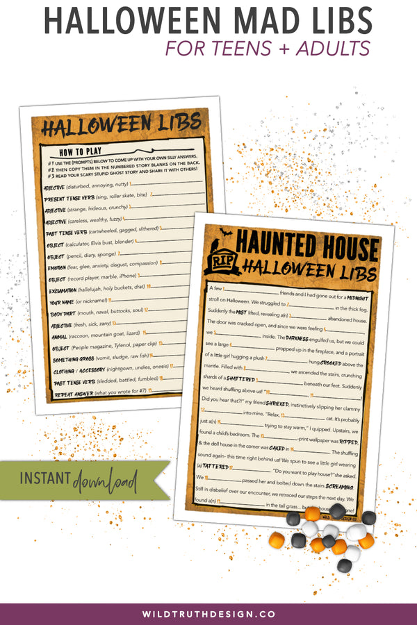 👻 Haunted House Halloween Mad Lib Game For Teens & Adults – Wild Truth ...