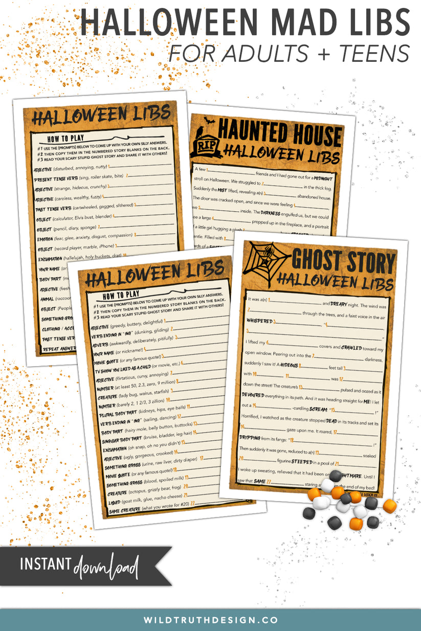 👻 Funny Halloween Mad Libs For Adults & Teens - Haunted House, Ghost ...