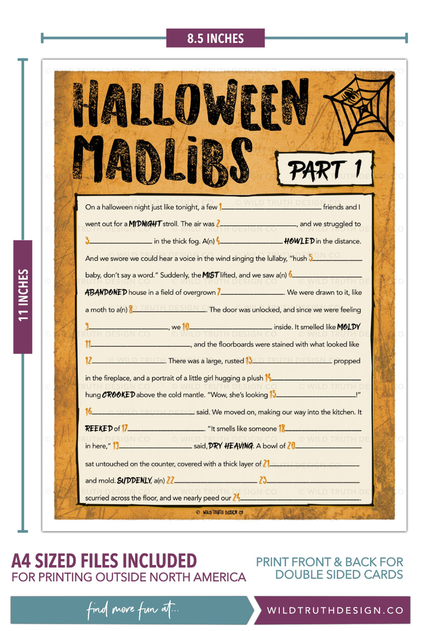 Hilarious Ghost Story Halloween Mad Lib 👻 Party Game for Adults & Teens ...